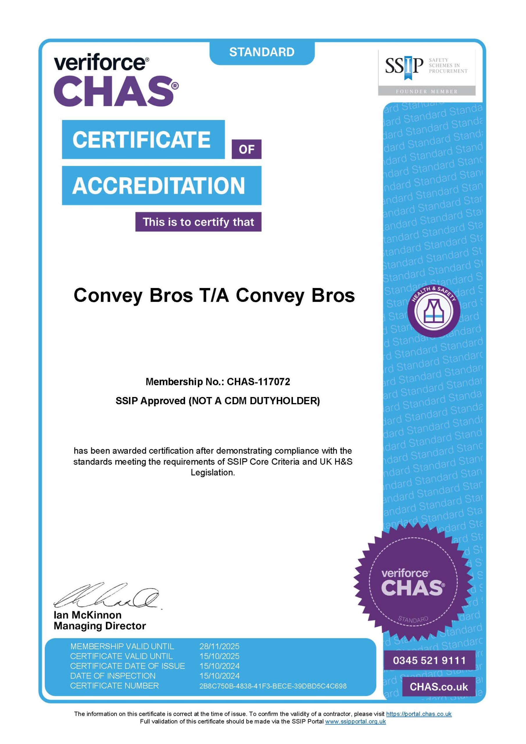 a. CHAS Certificate 2025 - Convey Bros